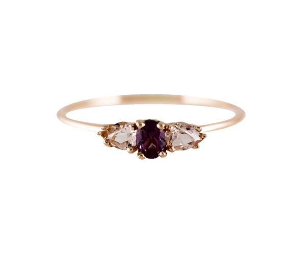 VIOLET GARNET WITH MORGANITE PETALS RING – LUMO